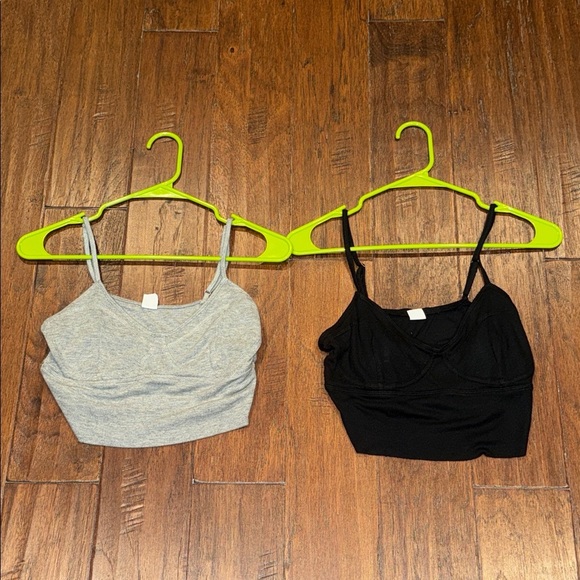 Gilly Hicks | Tops | Two Large Gilly Hicks Crop Tops Gray Black | Poshmark